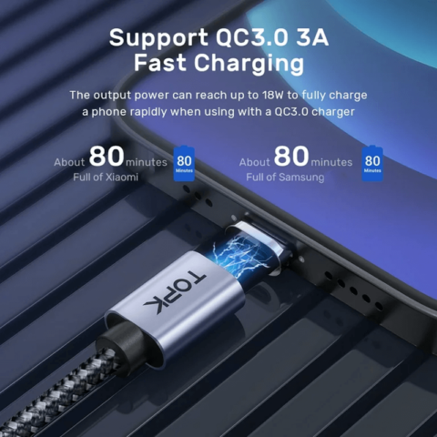 3 in 1 Fast Charge Magnetic Cable - 2M | Topk - GA Tech