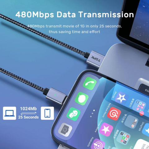 3 in 1 Fast Charge Magnetic Cable - 2M | Topk - GA Tech